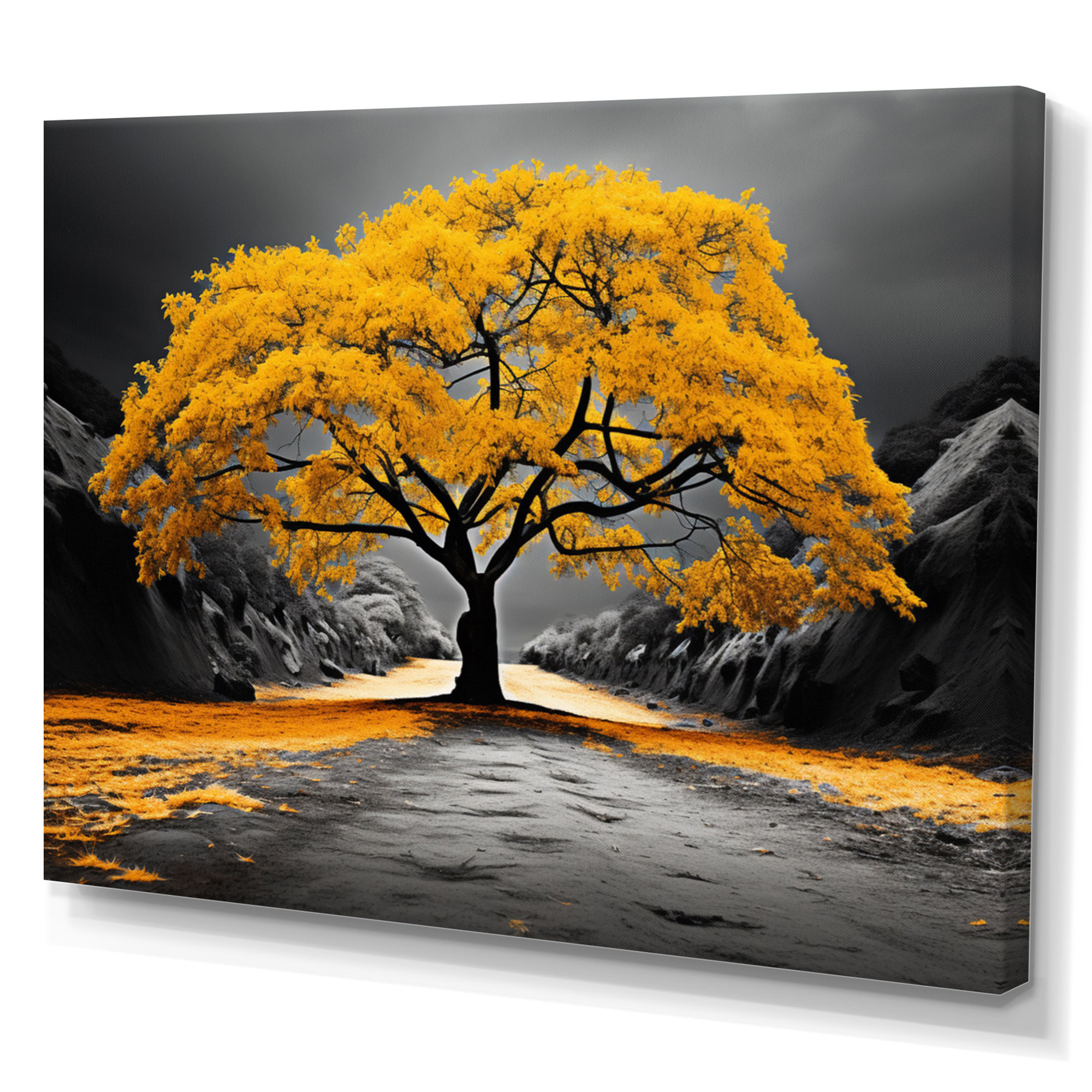 Winston Porter Mashanti Yellow and Gray Tree Harmony - Print | Wayfair